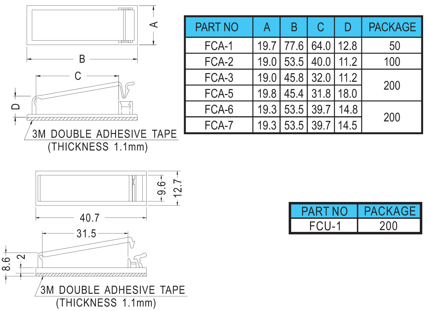 Wire mount FCA, FCU - Plastech - Connecteurs et accessoires de câblage ...