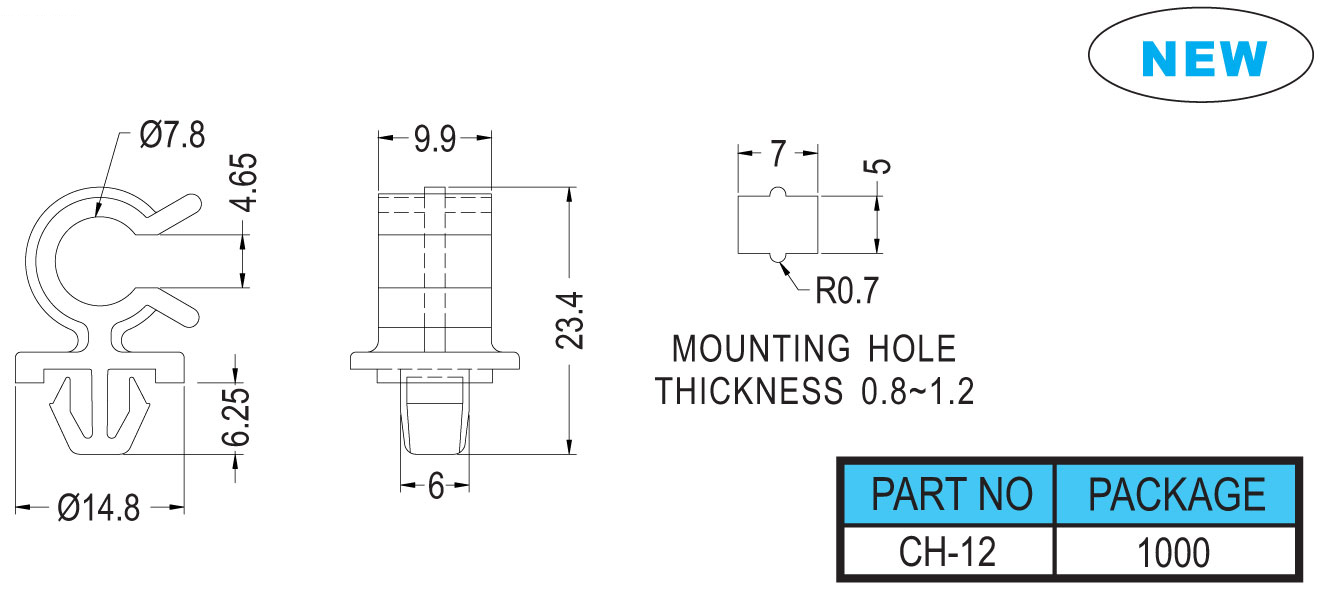 Harness clip standoff CH-12 - Plastech - Connecteurs et accessoires de ...