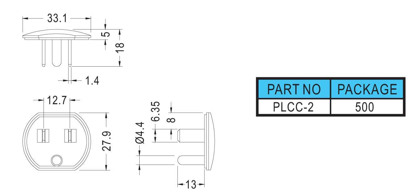 Power connector cover PLCC-2 - Plastech - Connecteurs et accessoires de ...