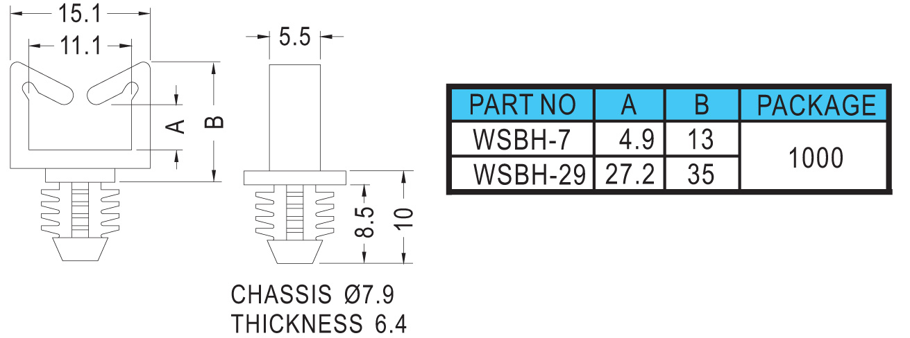 Wire mount WSBH - Plastech - Connecteurs et accessoires de câblage de ...